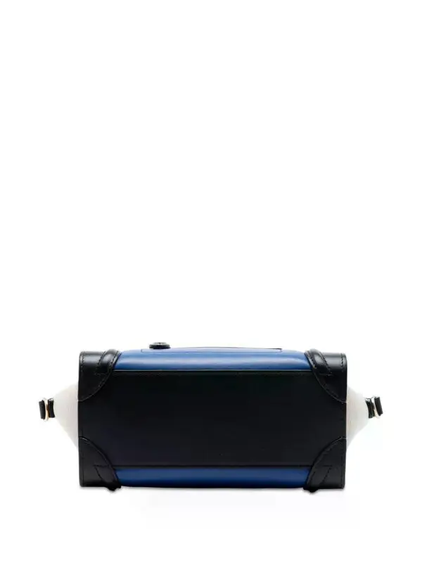 Celine Nano Tricolor Leather Luggage Tote Satchel - Black