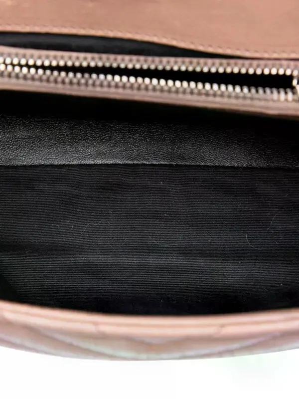 Saint Laurent Medium Chevron Sheepskin Monogram College Satchel - Brown