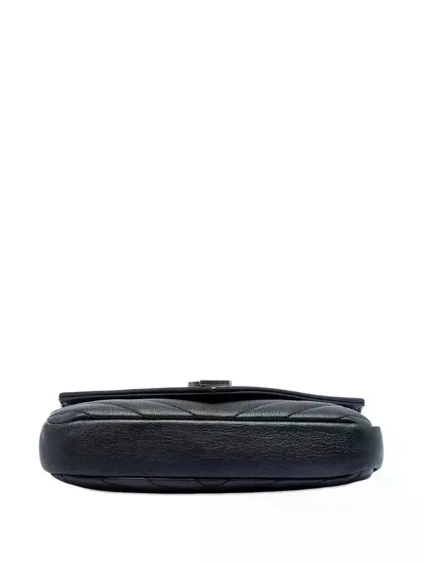 Saint Laurent 2017 Mini Chevron Sheepskin Monogram College Satchel - Black