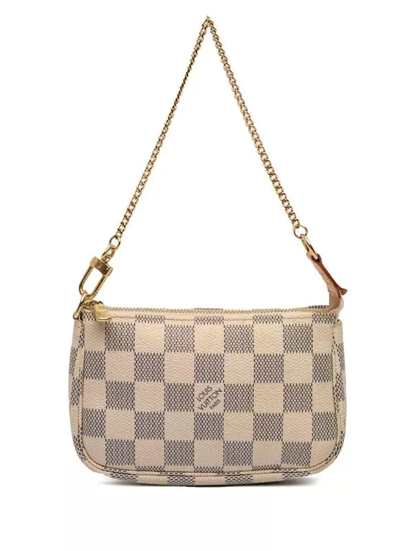LOUIS VUITTON Damier Azur Mini Pochette Accessoires Handbag - White