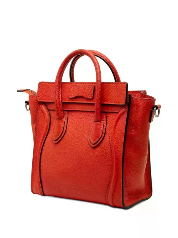 Celine Leather Luggage Tote Satchel - Orange