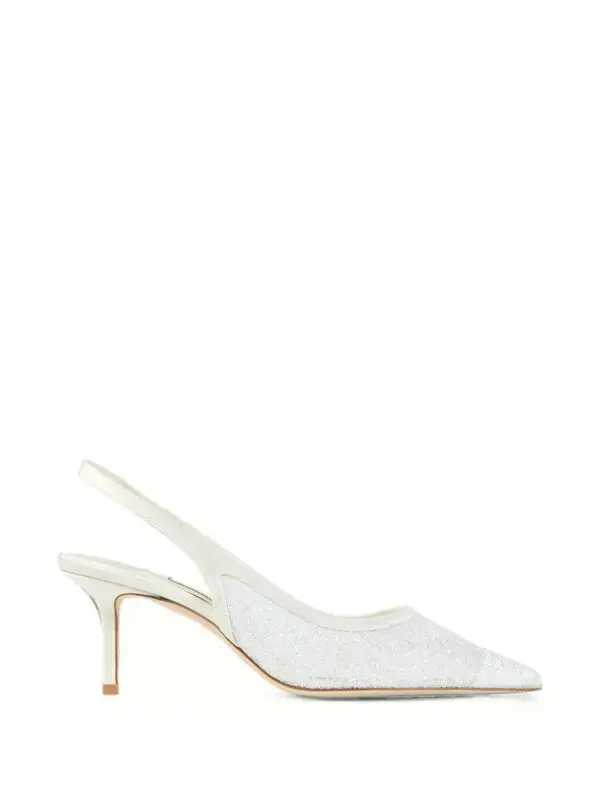 JIMMY CHOO Love Slingback 65 Ivory Glitter Pumps