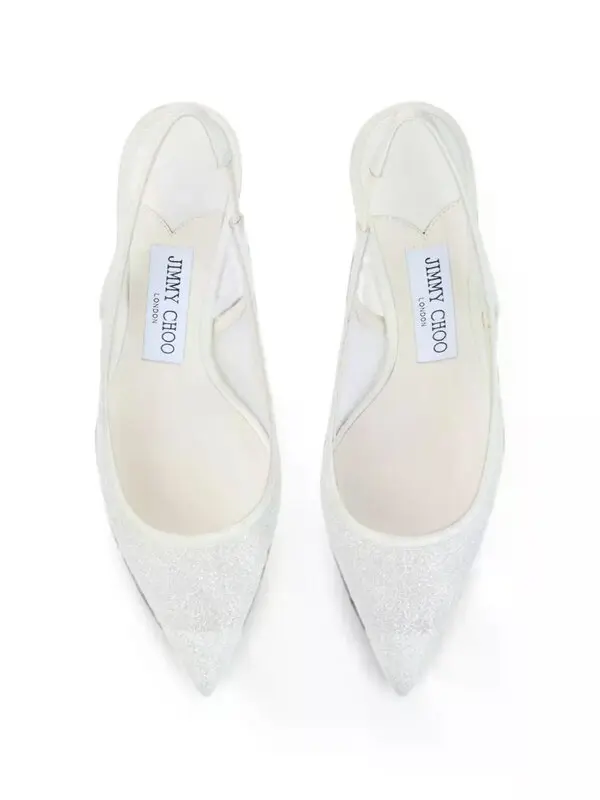 JIMMY CHOO Love Slingback 65 Ivory Glitter Pumps