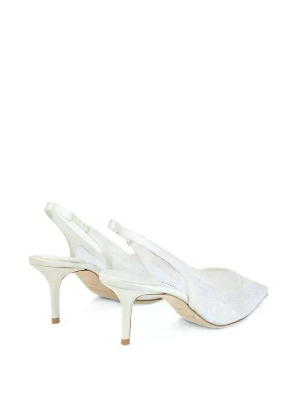 JIMMY CHOO Love Slingback 65 Ivory Glitter Pumps