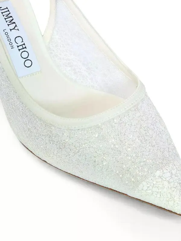 JIMMY CHOO Love Slingback 65 Ivory Glitter Pumps