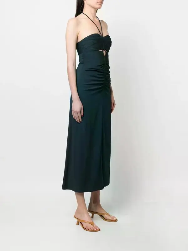 SELF-PORTRAIT Halterneck Ruched Maxi Dress