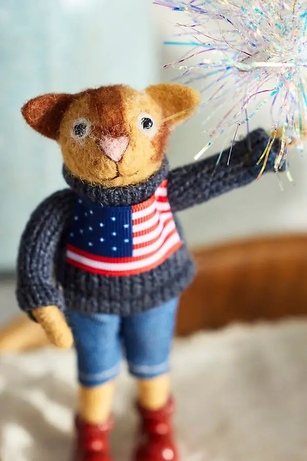 TERRAIN Felt Critter With Americana Sweater And Sparkler