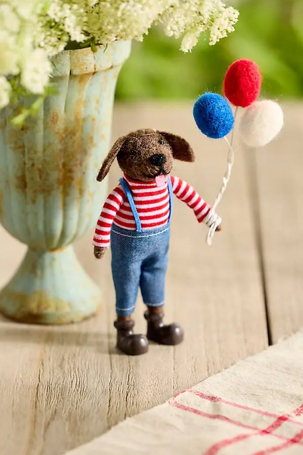 TERRAIN Festive Dog Felt Critter With Balloons - Multi
