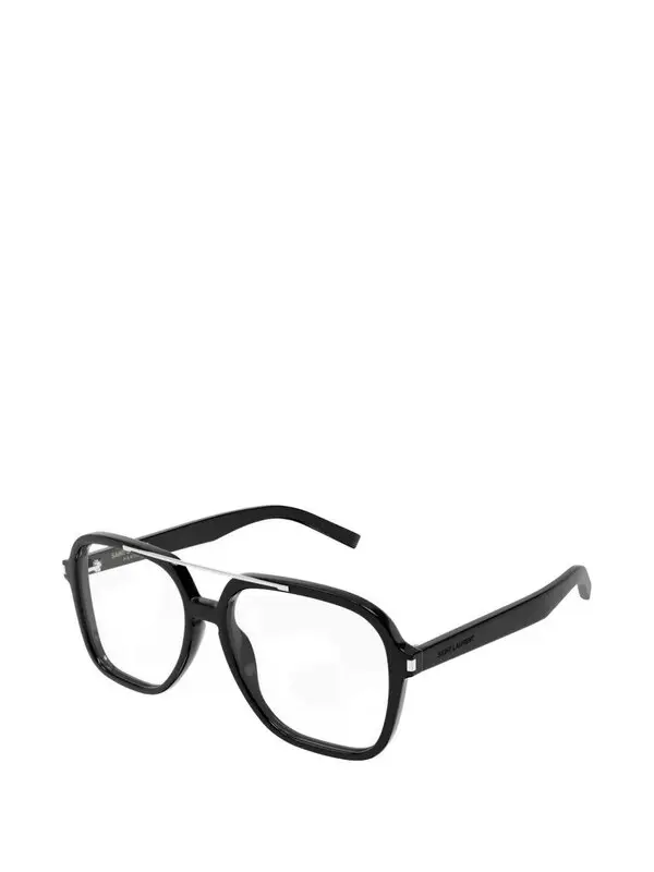 Saint Laurent Double-bridge Pilot-frame Glasses - Black