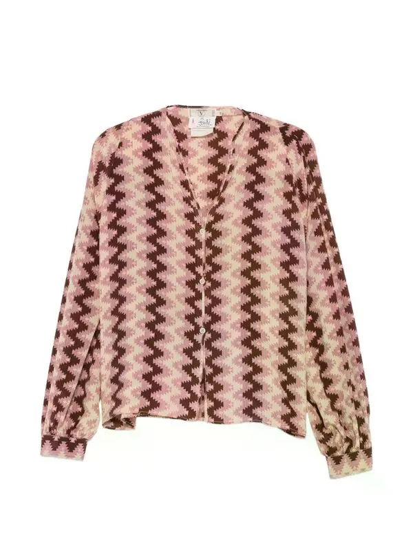 Valentino Garavani 1980s Zigzag-print V-neck Blouse