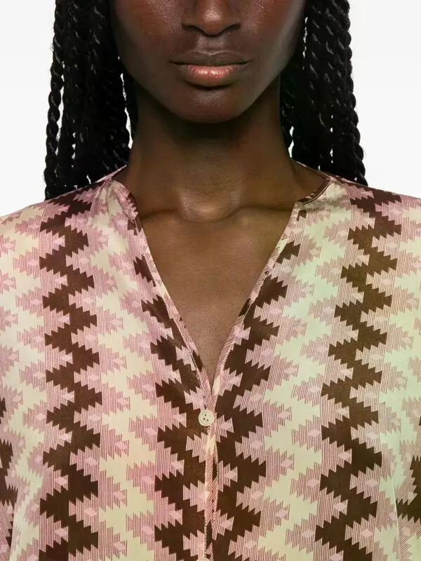Valentino Garavani 1980s Zigzag-print V-neck Blouse