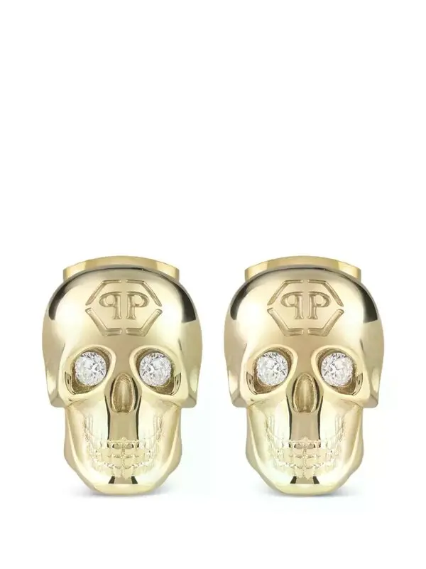 Philipp Plein 3d Skull Crystal-embellished Earrings - Gold