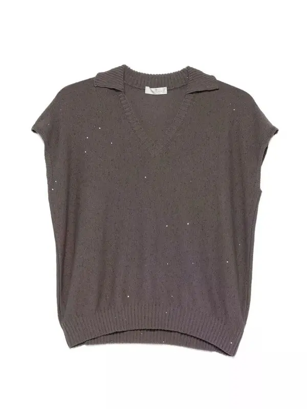 PANICALE Sequin Embellished V-neck T-shirt