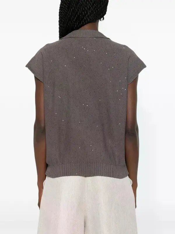 PANICALE Sequin Embellished V-neck T-shirt