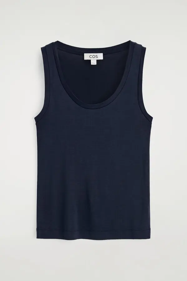 Cos Scoop-neck Silk Jersey Tank Top - Navy
