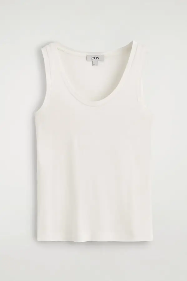 Cos Scoop-neck Silk Jersey Tank Top - White