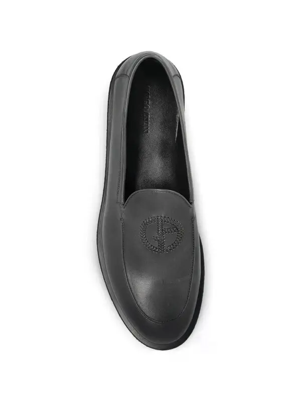 Giorgio Armani Logo-embroidered Leather Loafers