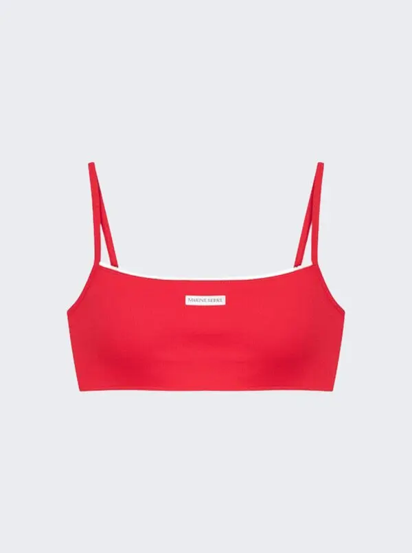 MARINE SERRE Light Ribbed Jersey Bra - Red