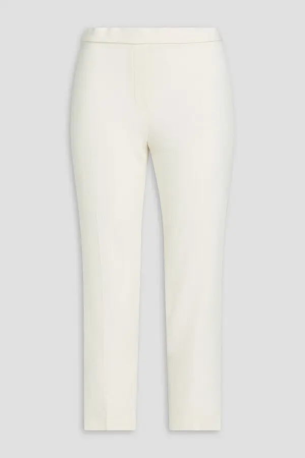 Theory Treeca Cropped Textured Crepe Slim-leg Pants - Ivory