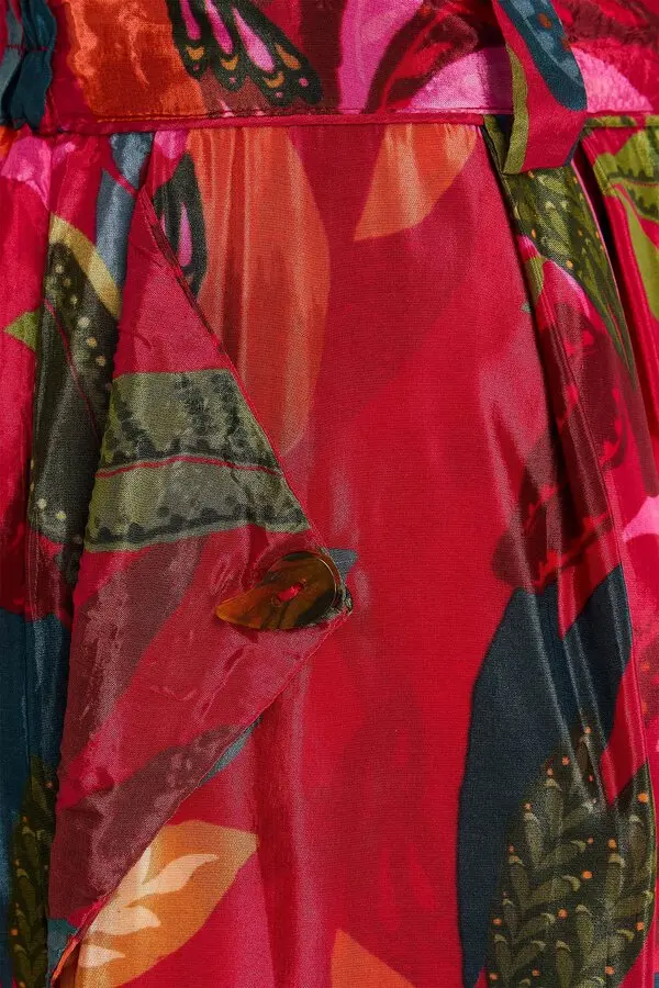 Farm Rio Printed Crepe De Chine Wide-leg Pants