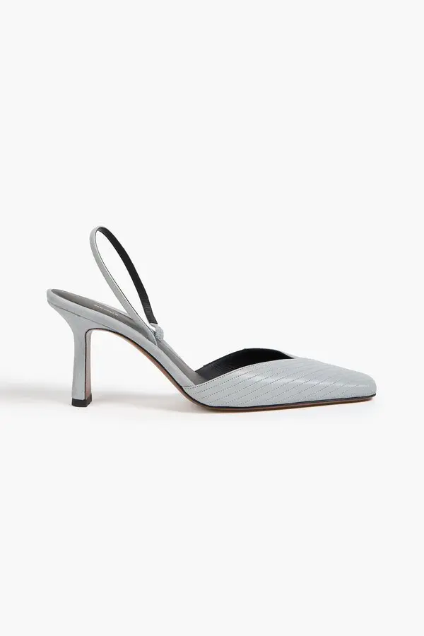 NEOUS Dilmun Suede-trimmed Leather Slingback Pumps