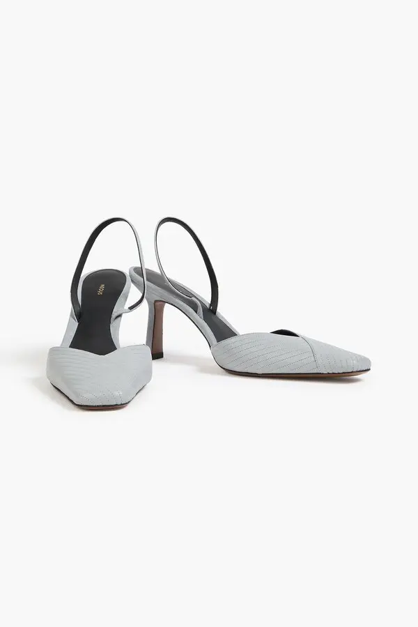 NEOUS Dilmun Suede-trimmed Leather Slingback Pumps