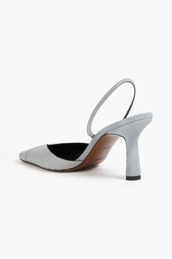NEOUS Dilmun Suede-trimmed Leather Slingback Pumps