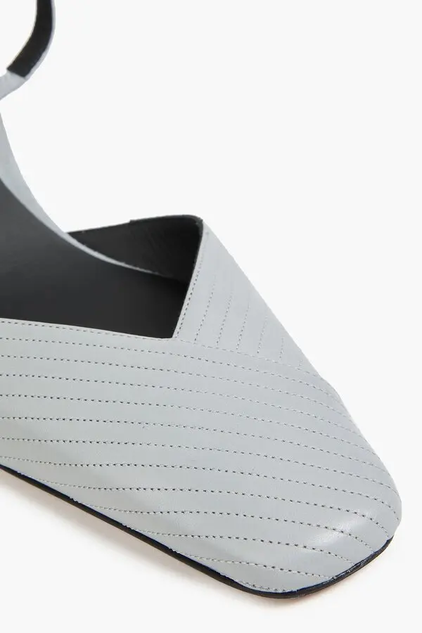 NEOUS Dilmun Suede-trimmed Leather Slingback Pumps