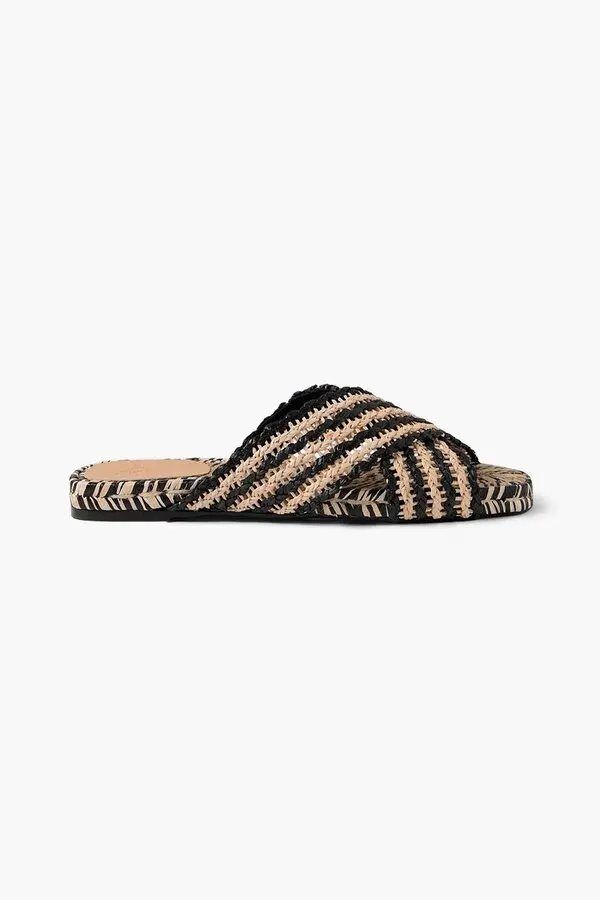 CastaÑer Pat Two-tone Raffia Slides - Neutral