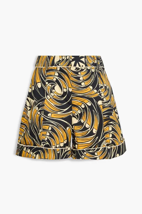 Farm Rio Printed Cotton-blend Poplin High-rise Shorts