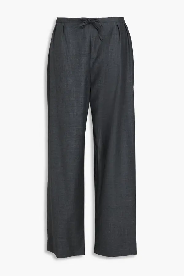 Loulou De Saison Cove Pleated Wool Straightleg Pants - Dark Gray
