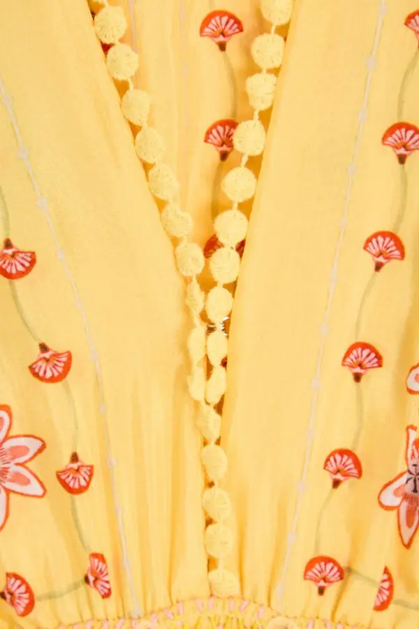 Farm Rio Ruffled Floral-print Cotton-blend Blouse