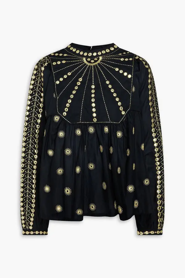 Farm Rio Embellished Cotton Blouse
