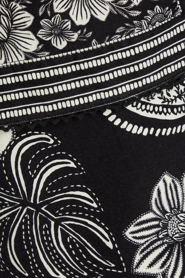 Farm Rio Embroidered Cotton Twill Wrap Mini Skirt