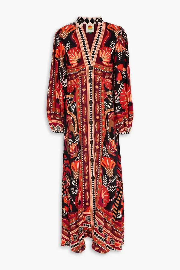 Farm Rio Printed Crepe Maxi Dress