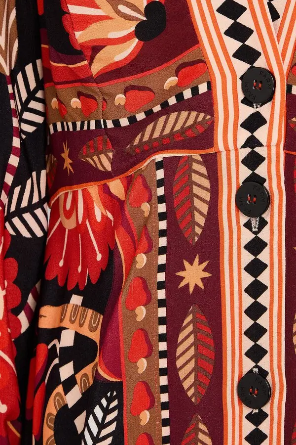 Farm Rio Printed Crepe Maxi Dress
