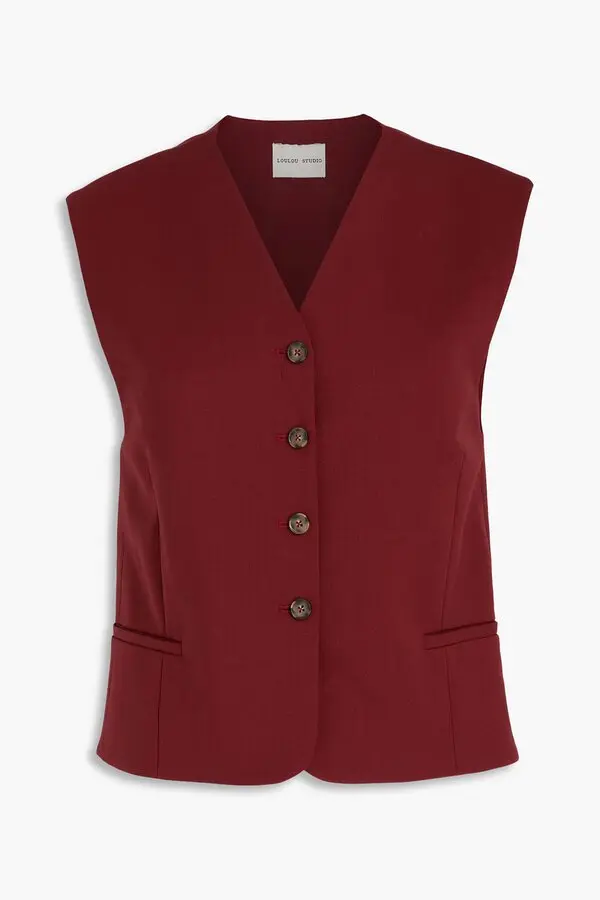 Loulou De Saison Teora Wool-blend Twill Vest - Brick