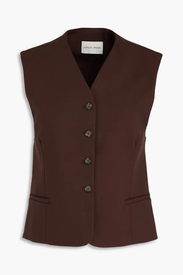 Loulou De Saison Teora Wool-blend Twill Vest - Chocolate