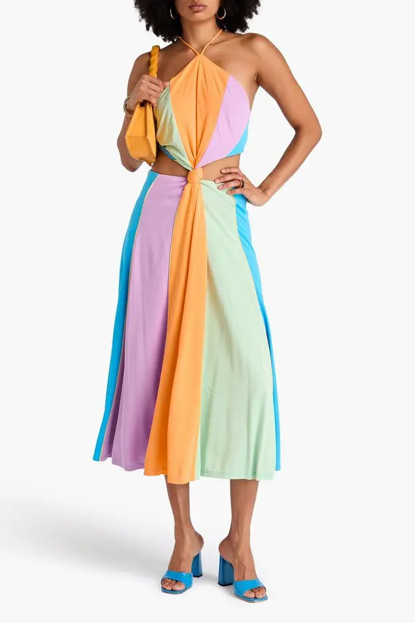 Farm Rio Cutout Colorblock Jersey Midi Dress
