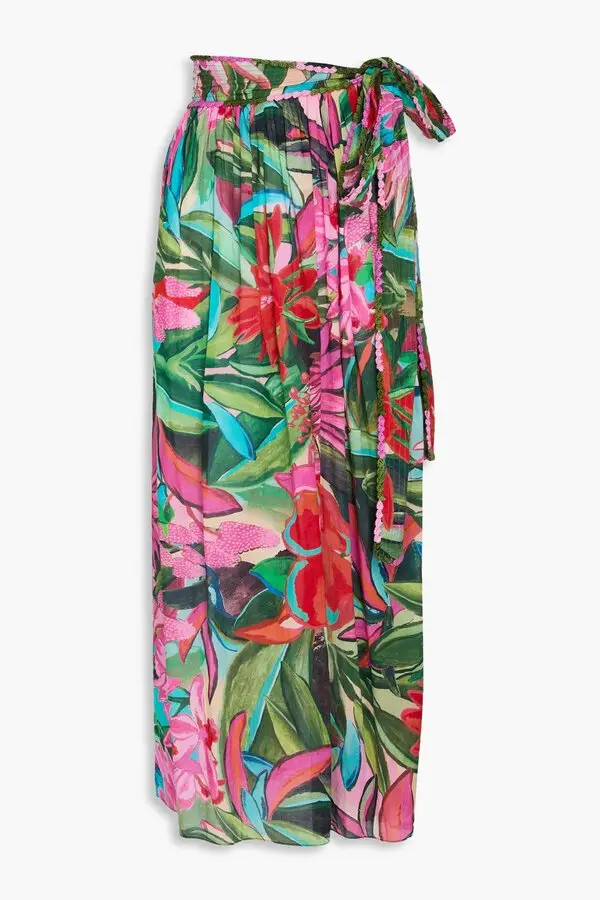 Farm Rio Floralprint Cottongauze Maxi Wrap Skirt - Multicolor