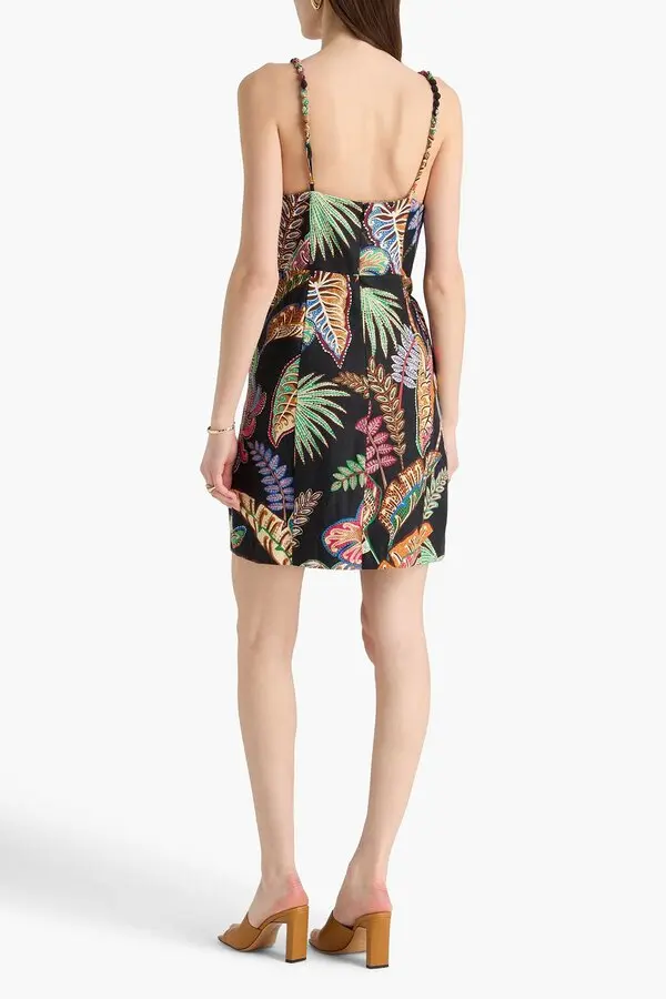 Farm Rio Printed Linen-blend Mini Dress