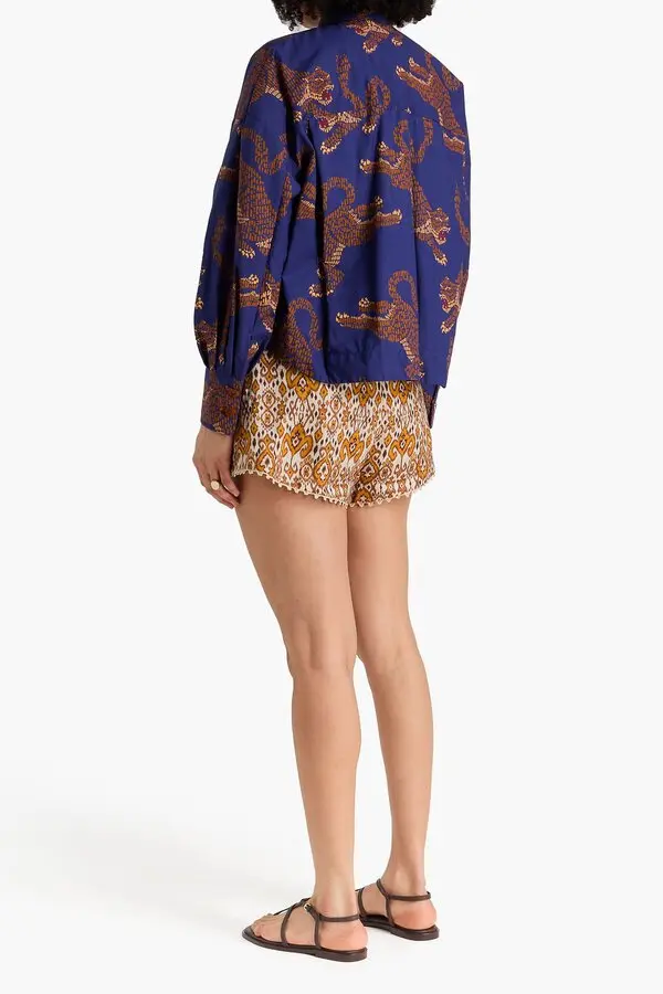 Farm Rio Cropped Printed Cotton Shirt