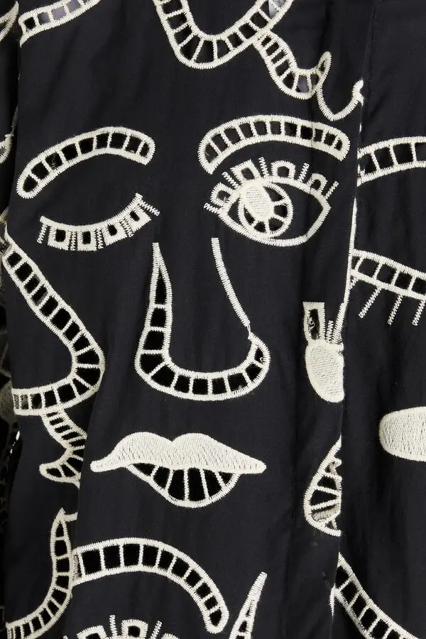 Farm Rio Embroidered Cotton-poplin Shirt