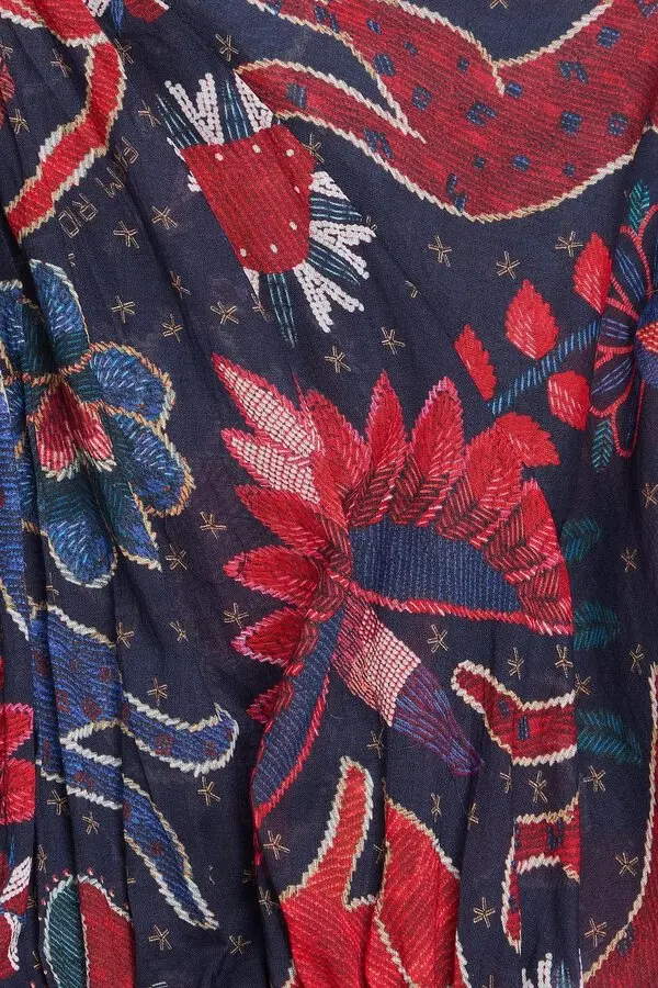 Farm Rio Printed Cotton Gauze Blouse