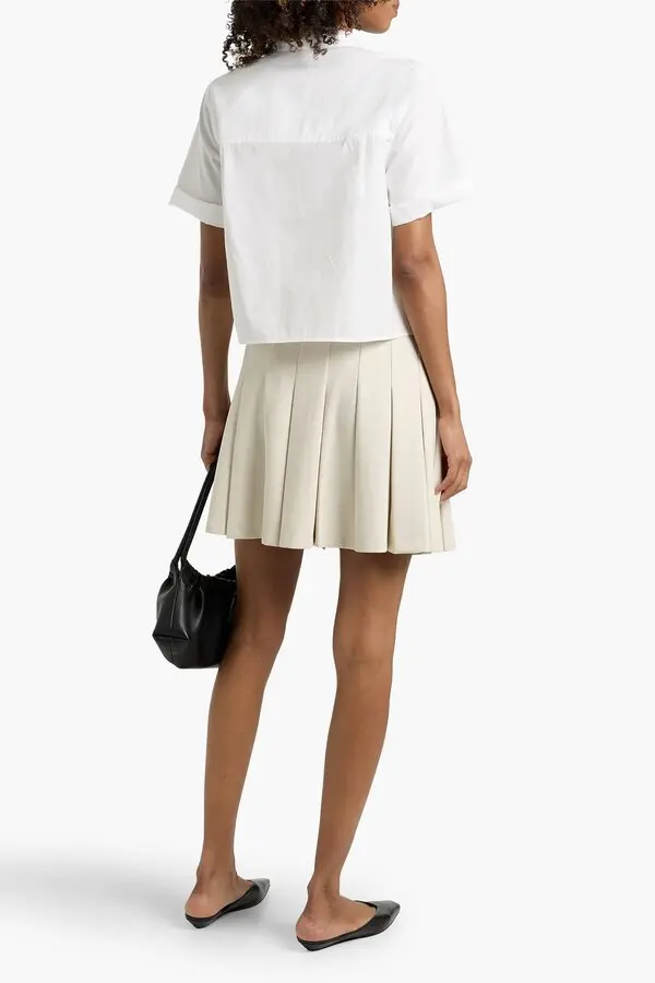 Theory Pleated Canvas Mini Skirt