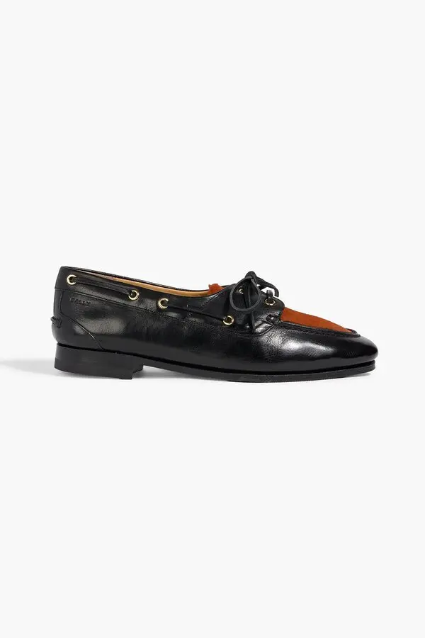 Bally Leather And Calf Hair Boat Shoes - Black