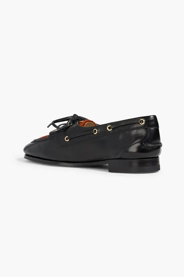 Bally Leather And Calf Hair Boat Shoes - Black
