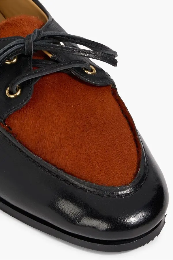 Bally Leather And Calf Hair Boat Shoes - Black
