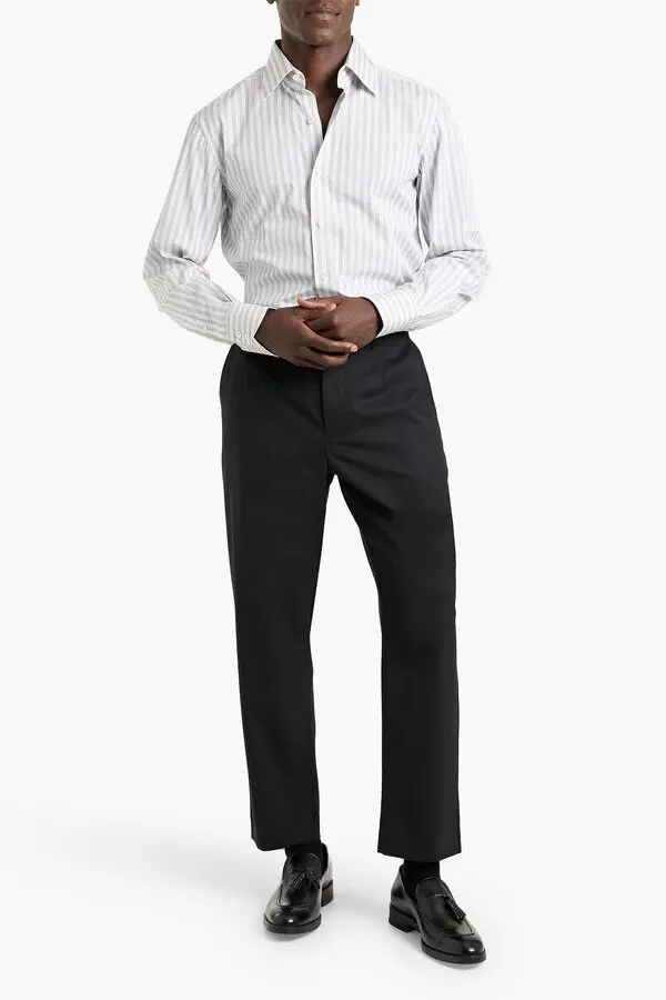 TOM FORD Striped Cottonpoplin Shirt - Gray