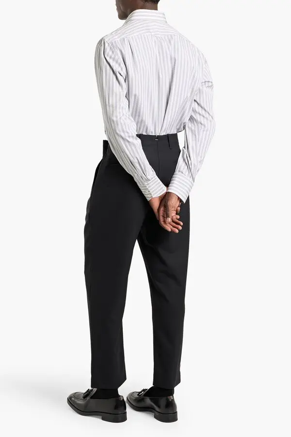 TOM FORD Striped Cottonpoplin Shirt - Gray